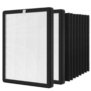 isinlive prohepa 9000 true hepa replacement filters compatible with veva prohepa 9000 air pur ifiers, 2 pack premium true hepa filters + 8 pack activated carbon filters