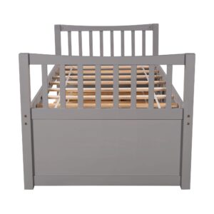 Harper & Bright Designs Twin Captain’s Bed Storage Daybed for Kids Guests Solid Wood Bed with Trundle and Drawers,Gray