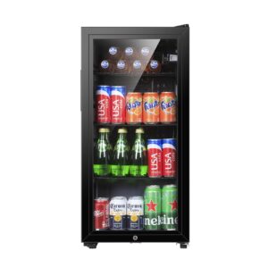 HAILANG 3.2 cu.ft Beverage Refrigerator Cooler, Mini Fridge with Glass Door for Beer Soda or Wine, Perfect for Home,Bar, Office