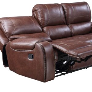 Steve Silver Keily Faux-Leather Manual Motion Recliner Sofas, 2 USB Charging Stations and 2 Electrical Outlets, 2 Cupholders, 86" L x 39" W x 41" H, Brown