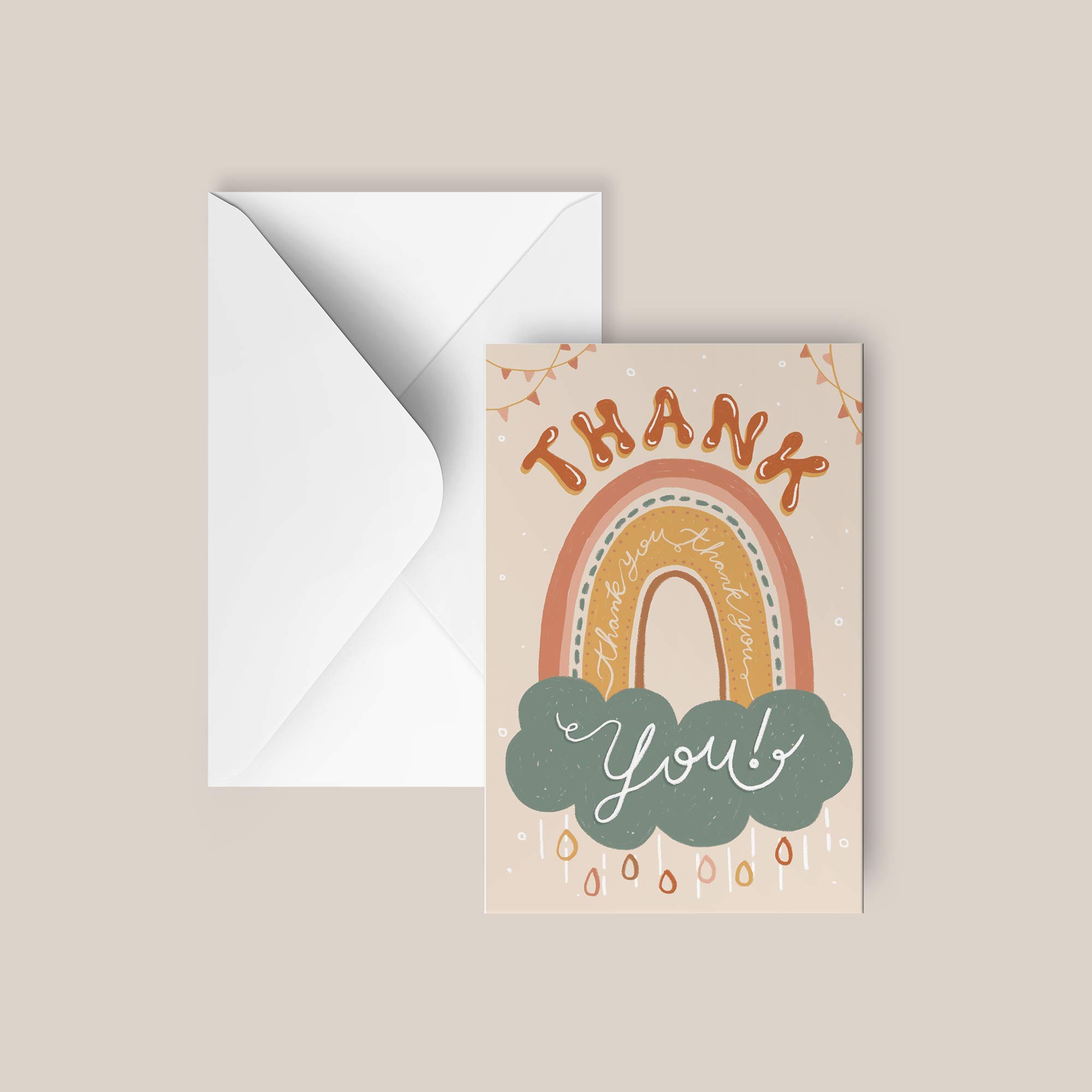 Rileys Baby Shower Thank You Cards Assortment, 50-Count | Hand-Illustrated 5 Designs, Baby Shower Thank You Cards with Envelopes, Thank You Cards Baby Shower Bulk Variety Pack (Nature)