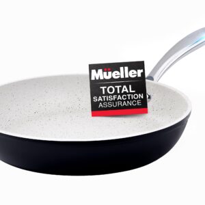 Mueller 10-Inch Fry Pan, Heavy Duty Non-Stick German Stone Coating Cookware, Aluminum Body, Even Heat Distribution, No PFOA or APEO, EverCool Stainless Steel Handle, Grey