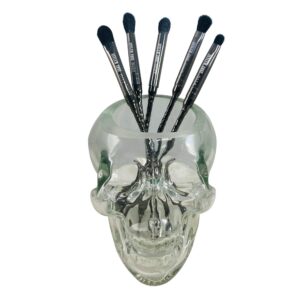 asylum zone glass skull makeup brush holder, one size