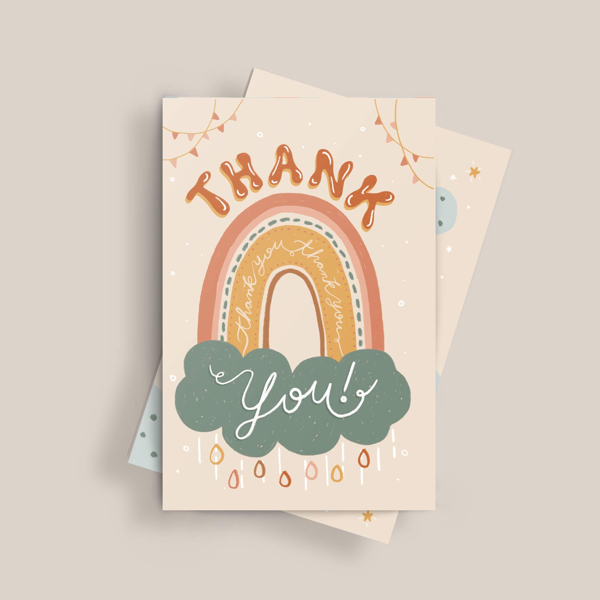 Rileys Baby Shower Thank You Cards Assortment, 50-Count | Hand-Illustrated 5 Designs, Baby Shower Thank You Cards with Envelopes, Thank You Cards Baby Shower Bulk Variety Pack (Nature)