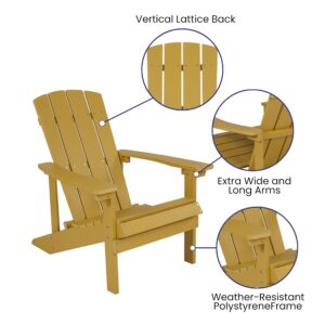 BizChair Commercial Poly Resin Adirondack Chair - Yellow - All-Weather - Indoor/Outdoor