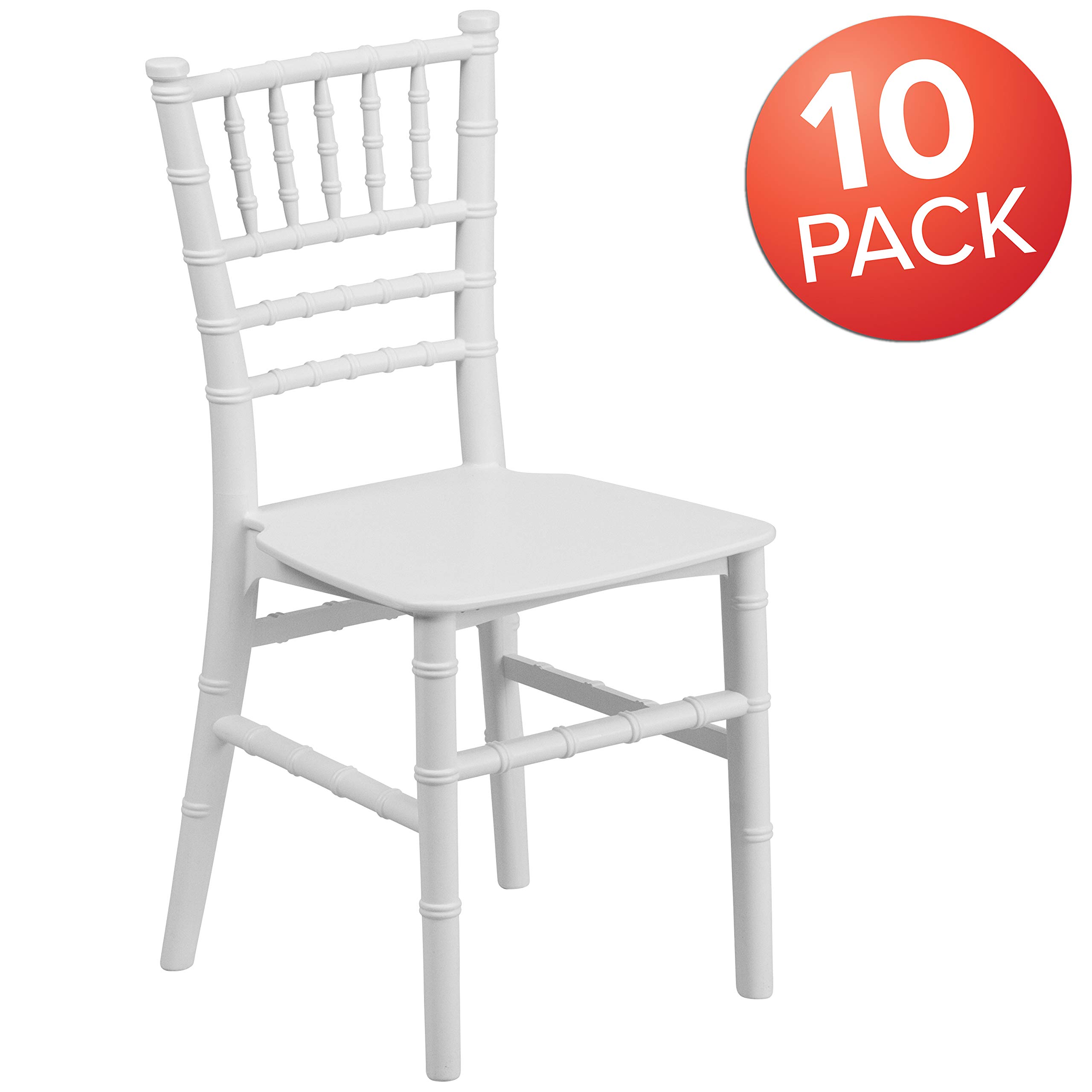 BizChair 10 Pack Child’s White Resin Party and Event Chiavari Chair for Commercial & Residential Use