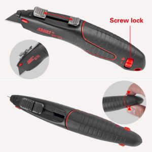 Assist Best Premium Utility Knife, Retractable Box Cutter, Heavy Duty Box Cutter, Quick Change Blade Razor Knife, with 10 Extra Blades