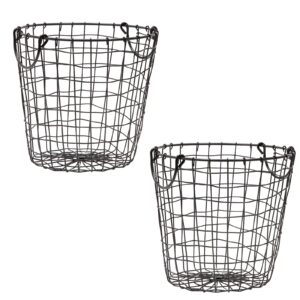 farmlyn creek round black wire laundry baskets with handles (metal, 8.5 x 11 in, 2 pack)