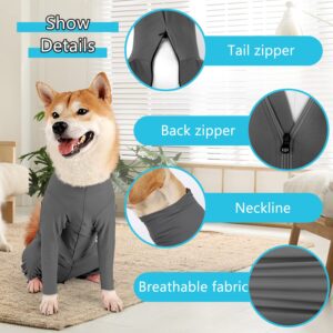 Due Felice Dog Surgery Suit Female Spay Recovery Suit for Dogs Neuter Onesie for Surgery Female Male Dog After Spayed Surgical Suit Grey/X-Large