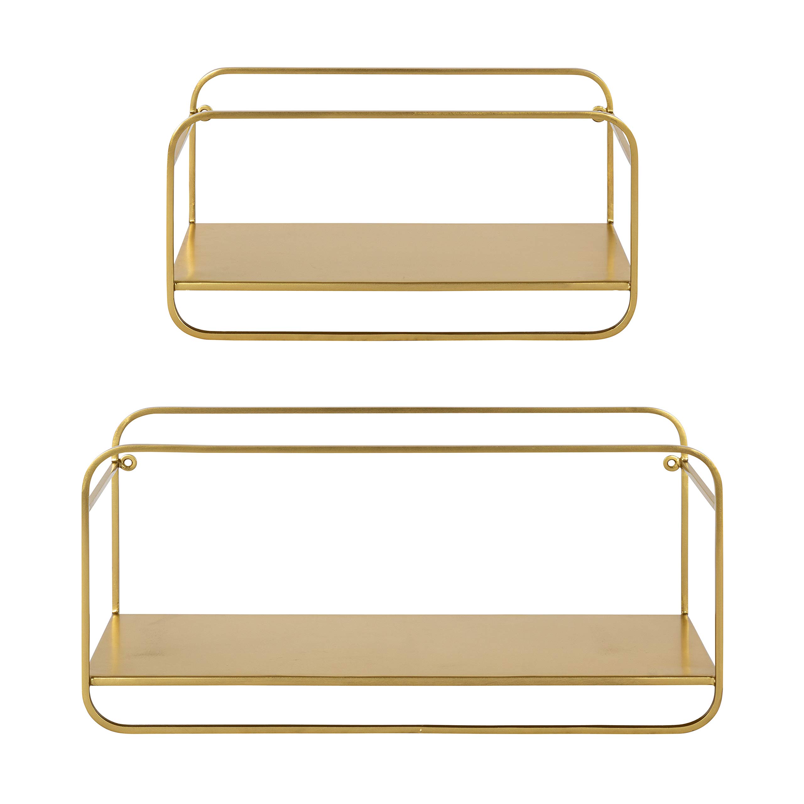 Kate and Laurel Emerline Midcentury Shelf Set, Set of 2, Gold, Decorative Modern Shelves for Storage and Display