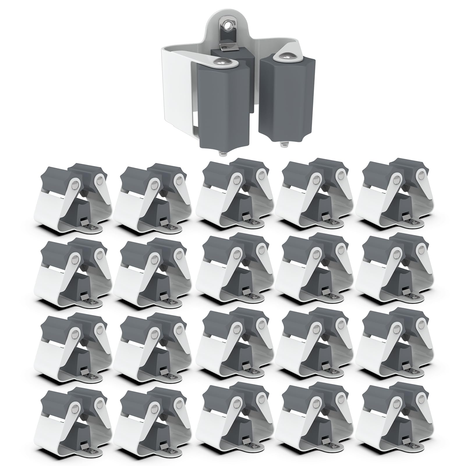 3-H Mop and Broom Holder Wall Mount 20 Pack, Broom Holder Wall Mount, Broom Holder for Garage Garden Shed Storage System Laundry Room Home Kitchen Organization up to 1.45 Inch(grey)