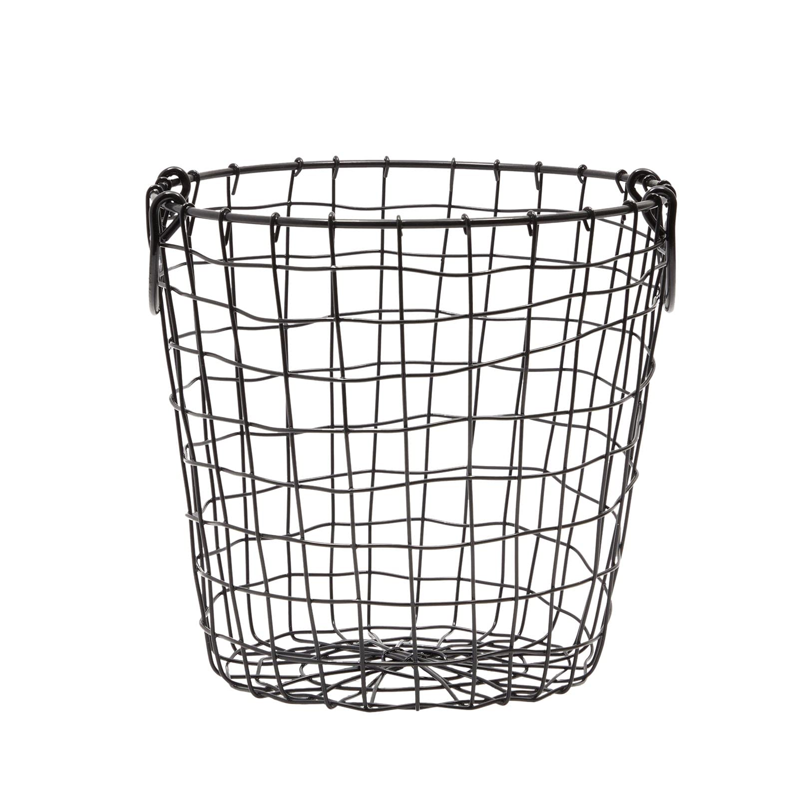 Farmlyn Creek Round Black Wire Laundry Baskets with Handles (Metal, 8.5 x 11 In, 2 Pack)