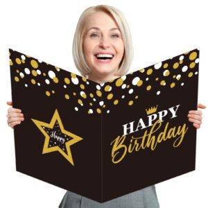 party greeting jumbo birthday card giant guest book happy birthday party decorations supplies gifts for office women men co-worker -large 14 x 22 inches