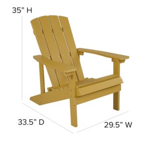 BizChair Commercial Poly Resin Adirondack Chair - Yellow - All-Weather - Indoor/Outdoor