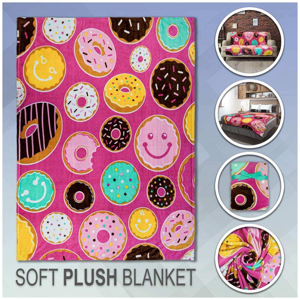 Infinity Republic - Happy Donuts Super Plush Blanket - Perfect for Gifts, Kids, Teens, etc!