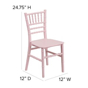 BizChair Child’s Pink Resin Party and Event Chiavari Chair for Commercial & Residential Use