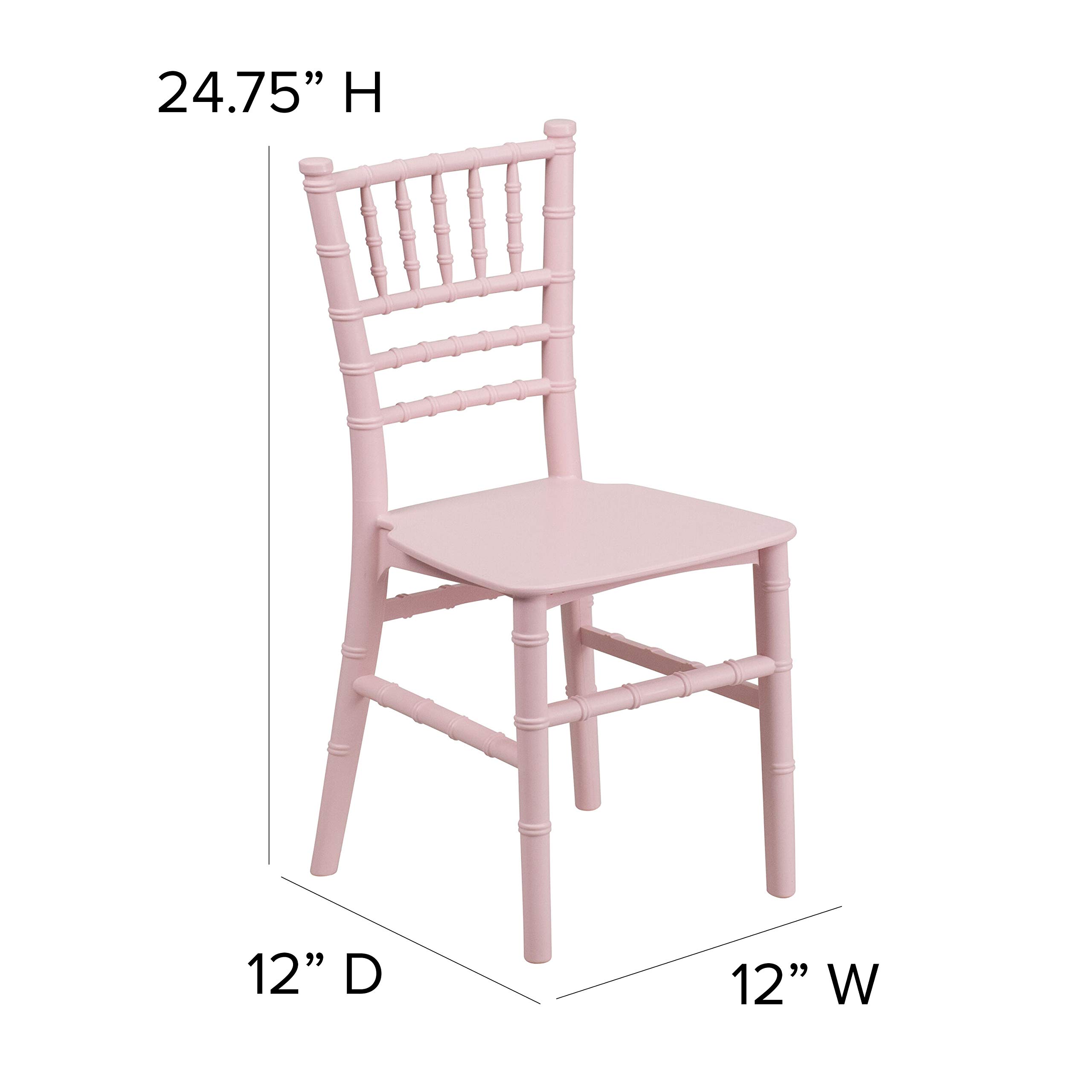 BizChair Child’s Pink Resin Party and Event Chiavari Chair for Commercial & Residential Use