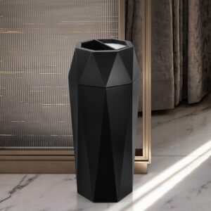 Dyna-Living Commercial Trash Can Outdoor Garbage Can with Lid Indoor Large Trash Bin Stainless Steel Industrial Waste Container Black