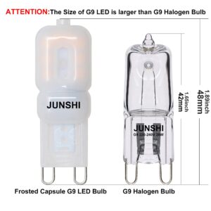 JUNSHI G9 LED Bulb 2.5W(20W 25W Halogen Equivalent) 3000K Warm White 210 Lumens Non-Dimmable AC110-130V LED Light Bulb for Ceiling Light,Pack of 10