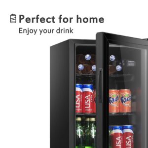 HAILANG 3.2 cu.ft Beverage Refrigerator Cooler, Mini Fridge with Glass Door for Beer Soda or Wine, Perfect for Home,Bar, Office