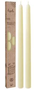 hyoola 16" beeswax taper candles - 16 hour burn time - white beeswax candles - 2 pack