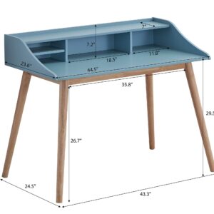 Roundhill Furniture Roskilde Storage Wood Office Desk, Blue