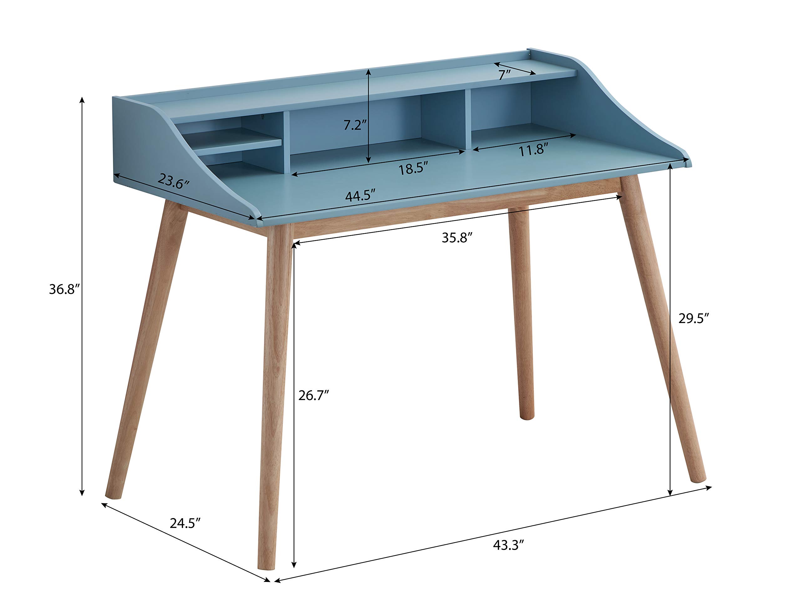 Roundhill Furniture Roskilde Storage Wood Office Desk, Blue