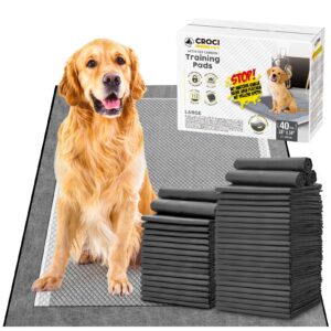 croci charcoal puppy pads 28x34in extra large dog pads, odor-control dog pee pads, leak-proof quick-dry dog training pads, disposable (40 counts)