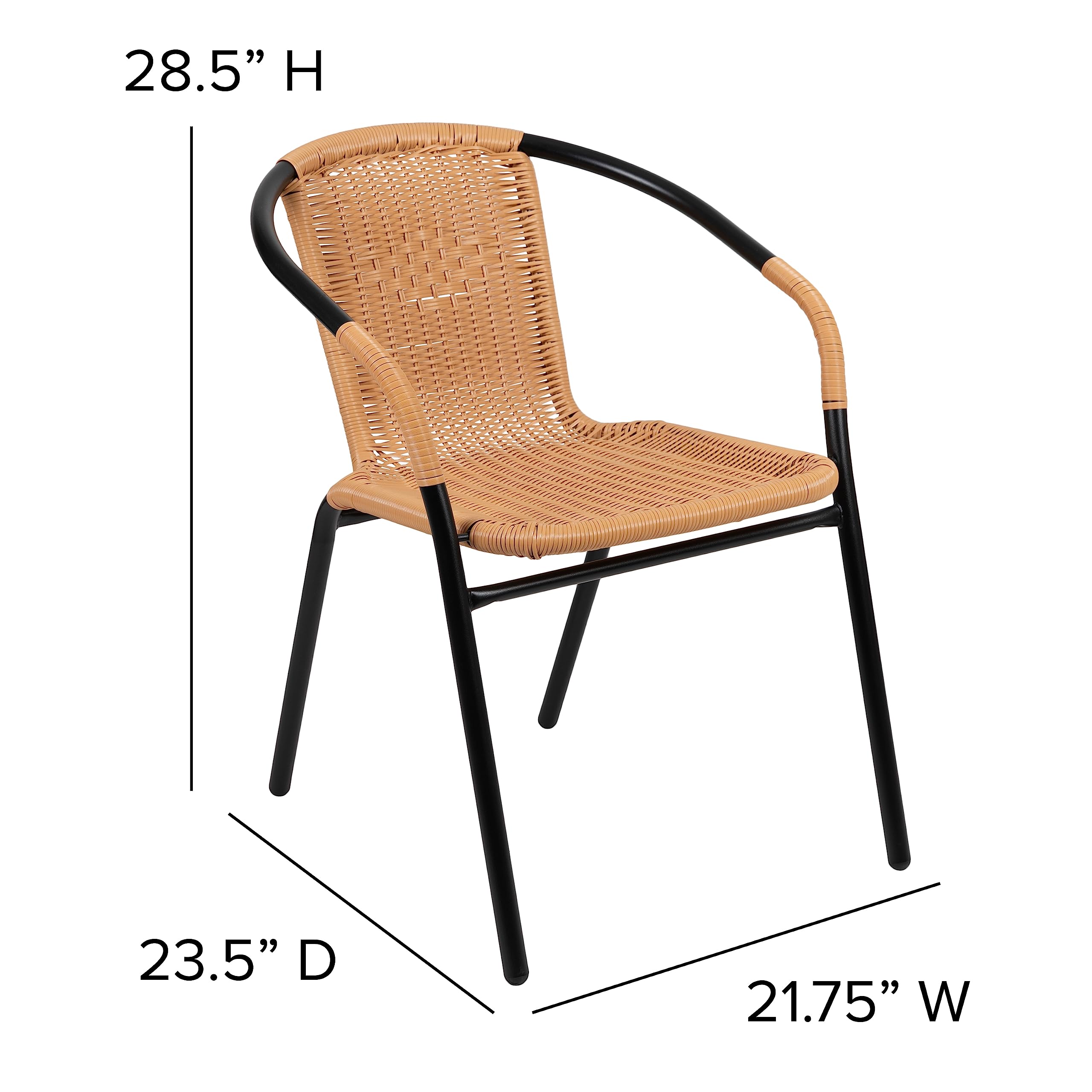 BizChair 2 Pack Beige Rattan Indoor-Outdoor Restaurant Stack Chair