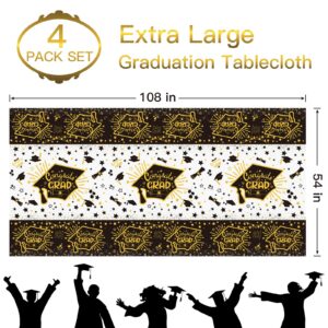 4 Pack Graduation Party Supplies 2024 Plastic Graduation Tablecloth, 54"x108" Waterproof Rectangle Table Cover Congrats Grad Party Decoration for College High School