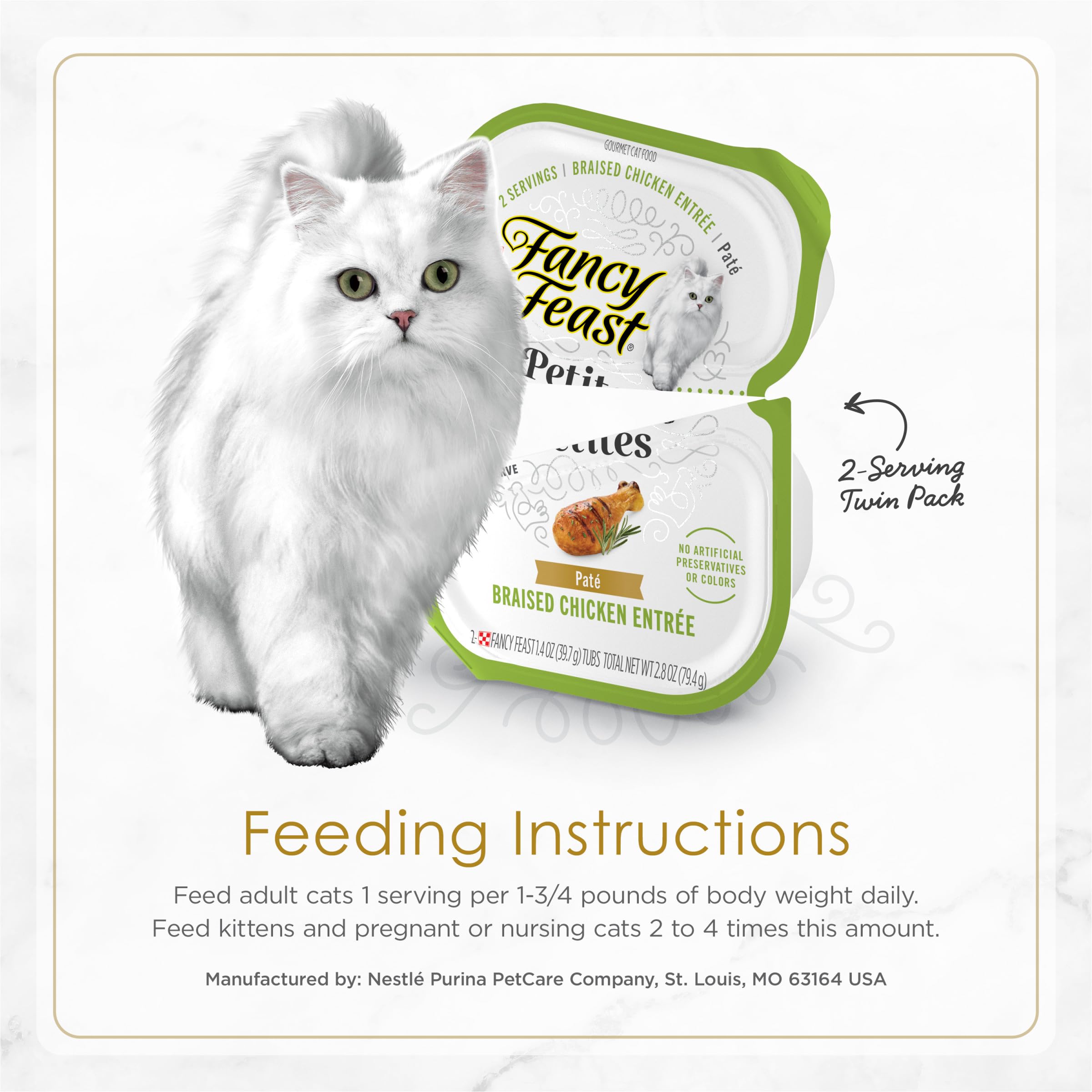 Purina Fancy Feast Gourmet Wet Cat Food Variety Pack, Petites Pate Collection, break-apart tubs, 48 servings - (Pack of 24) 2.8 oz. Tubs