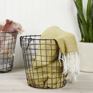 Farmlyn Creek Round Black Wire Laundry Baskets with Handles (Metal, 8.5 x 11 In, 2 Pack)