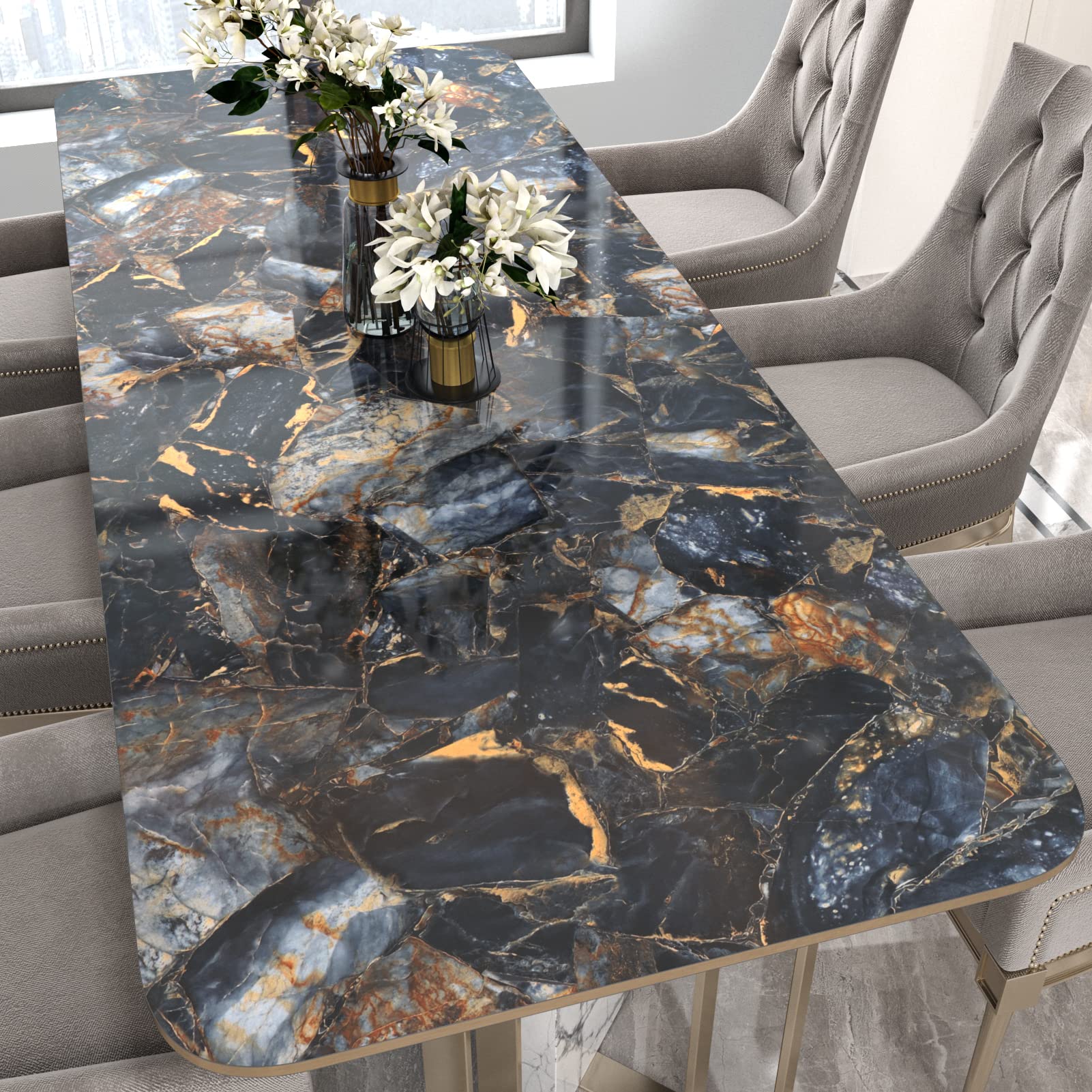 Marble Black Contact Paper Peel and Stick Countertops Gold Contact Paper Peel and Stick Wallpaper for Kitchen Waterproof Vinyl Film Marble Shelf Liner Counter Top Cover Wallpapers 15.8" x 78.7"