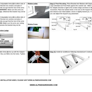 Alpine Hardware American Owned Drillless Drill-Less Window Air Conditioner & Heat Pump Bracket - Window AC Support - Supports Air Conditioners Well Over 200 lbs. - Patented Design No Drilling Model