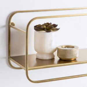 Kate and Laurel Emerline Midcentury Shelf Set, Set of 2, Gold, Decorative Modern Shelves for Storage and Display