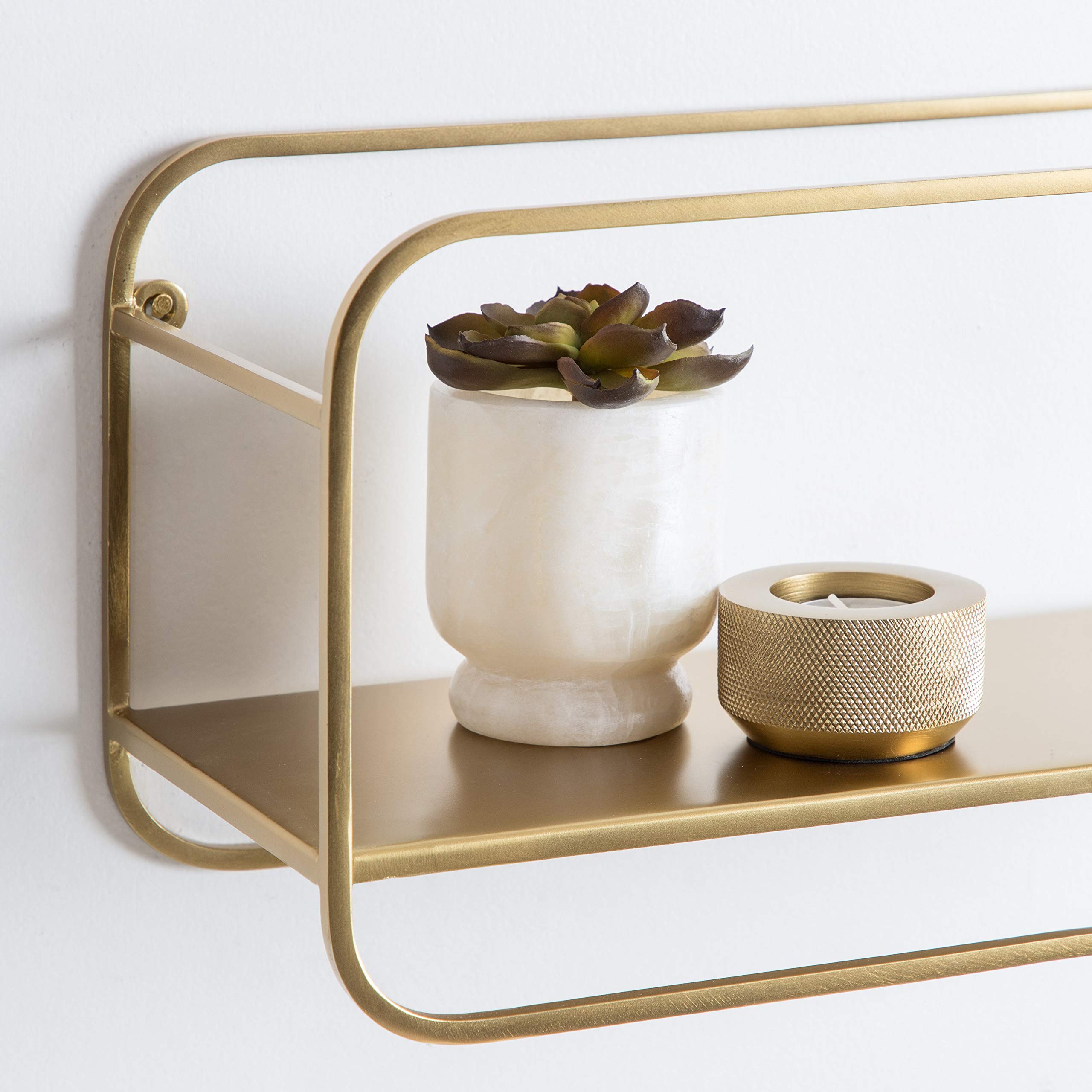 Kate and Laurel Emerline Midcentury Shelf Set, Set of 2, Gold, Decorative Modern Shelves for Storage and Display