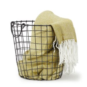 Farmlyn Creek Round Black Wire Laundry Baskets with Handles (Metal, 8.5 x 11 In, 2 Pack)