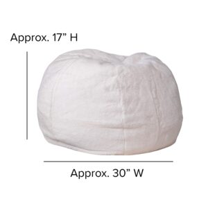 BizChair Small White Furry Bean Bag Chair for Kids and Teens