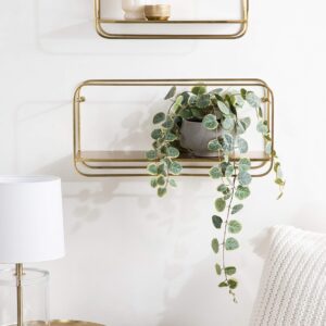 Kate and Laurel Emerline Midcentury Shelf Set, Set of 2, Gold, Decorative Modern Shelves for Storage and Display