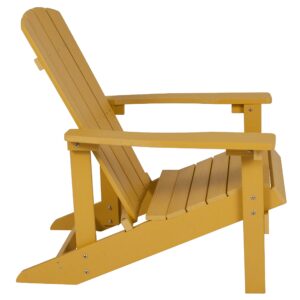 BizChair Commercial Poly Resin Adirondack Chair - Yellow - All-Weather - Indoor/Outdoor