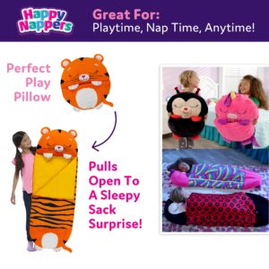 Happy Nappers Pillow & Sleepy Sack- Comfy, Cozy, Compact, Super Soft, Warm, All Season, Sleeping Bag with Pillow- Medium 54” x 20”, Tiger