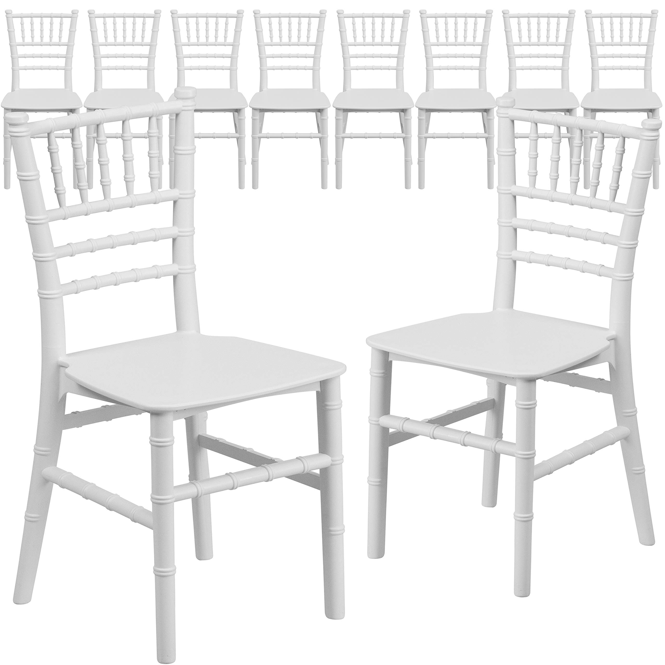 BizChair 10 Pack Child’s White Resin Party and Event Chiavari Chair for Commercial & Residential Use