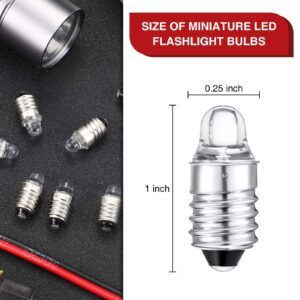 Honoson 10 Pieces E10 LED Bulbs 3 Volt Miniature Flashlight Bulbs E10 Replacement Bulbs Mini Lamps Cool White