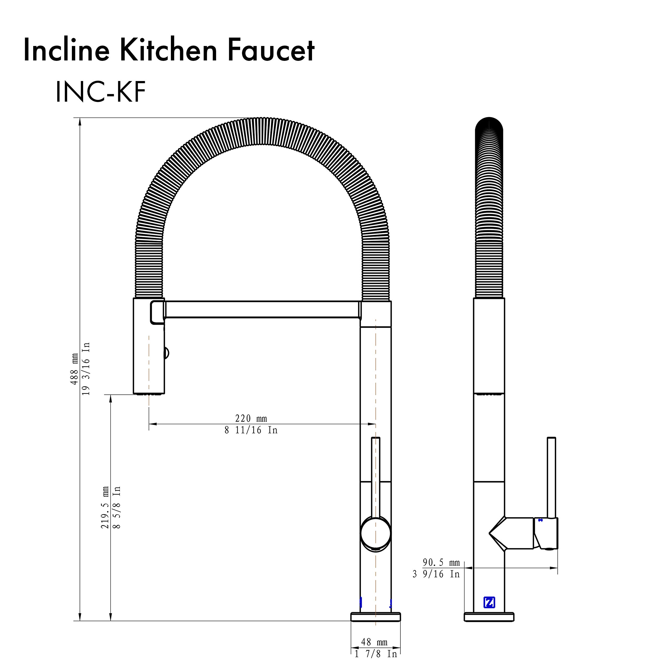 ZLINE Incline Kitchen Faucet in Brushed Nickel (INC-KF-BN)