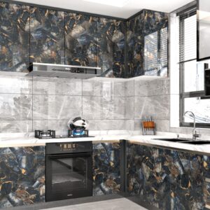 Marble Black Contact Paper Peel and Stick Countertops Gold Contact Paper Peel and Stick Wallpaper for Kitchen Waterproof Vinyl Film Marble Shelf Liner Counter Top Cover Wallpapers 15.8" x 78.7"