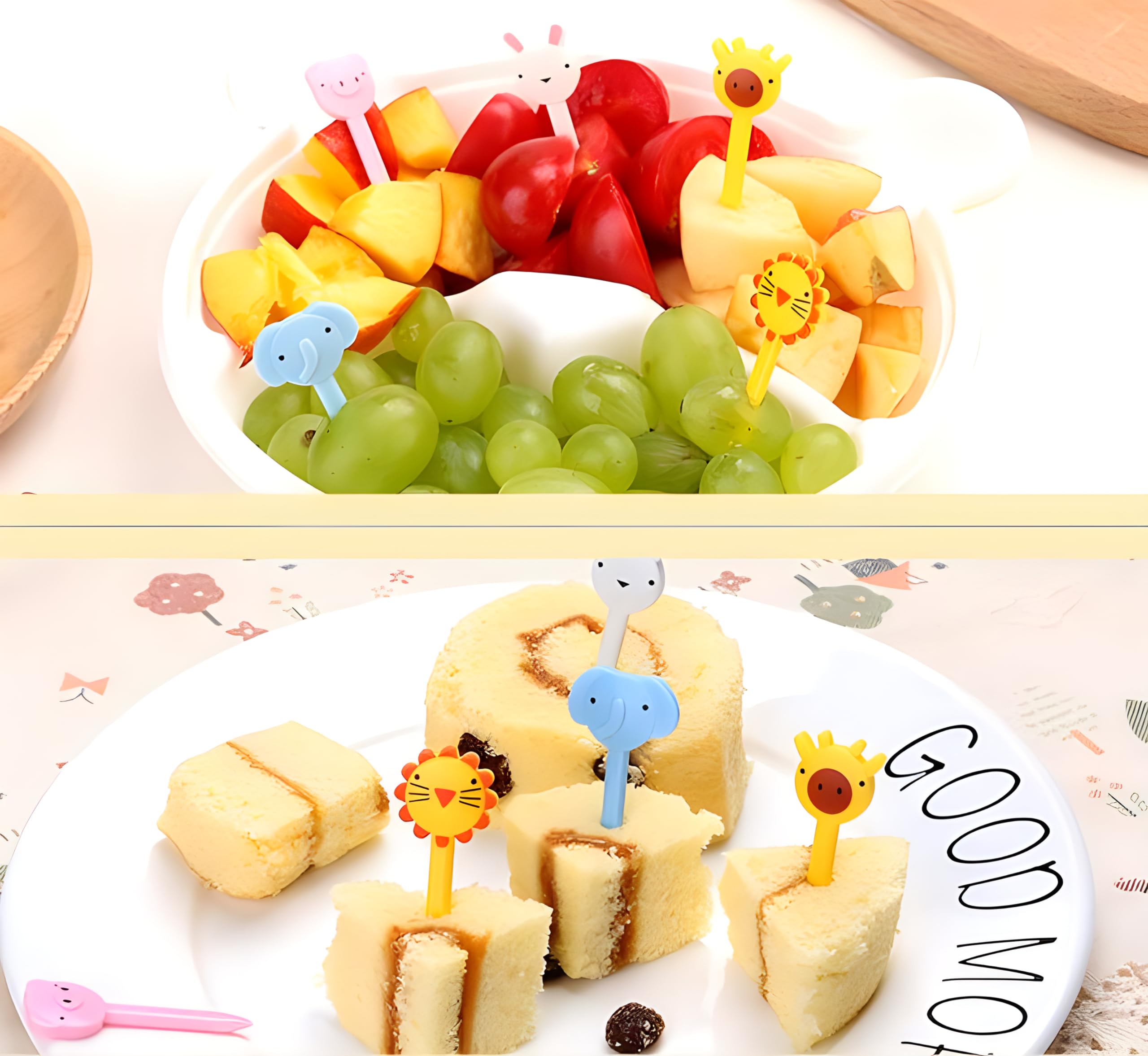 10pcs Lovely Animal Shaped Food Fruit Fork Picks for Kids, Dessert Forks Mini Cartoon Toothpick for Cake Dessert Pastry Party Supply