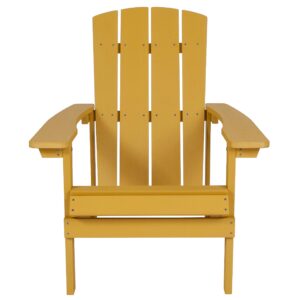 BizChair Commercial Poly Resin Adirondack Chair - Yellow - All-Weather - Indoor/Outdoor