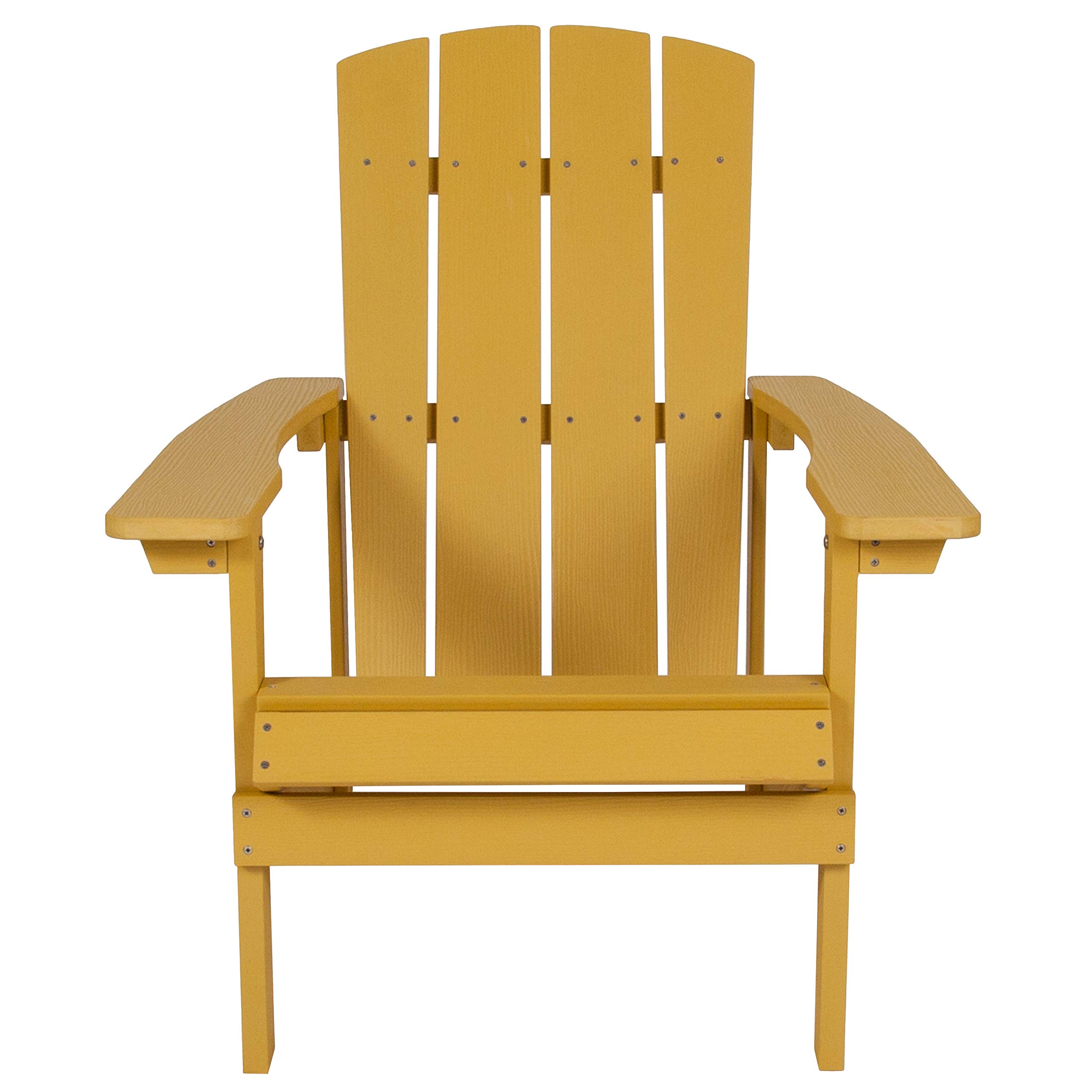 BizChair Commercial Poly Resin Adirondack Chair - Yellow - All-Weather - Indoor/Outdoor