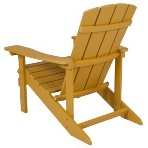 BizChair Commercial Poly Resin Adirondack Chair - Yellow - All-Weather - Indoor/Outdoor