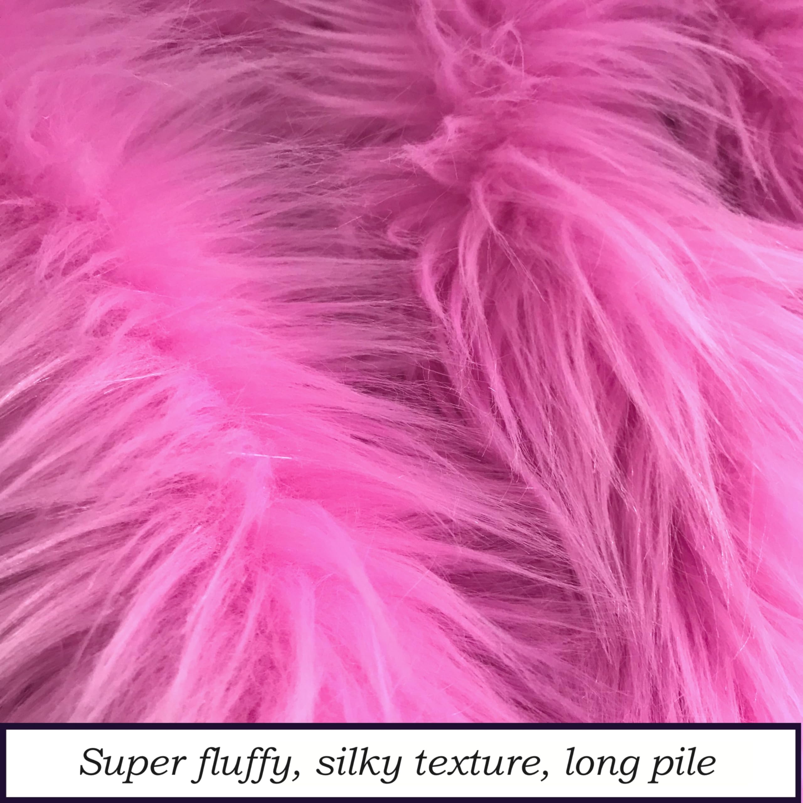 Bianna Bubblegum Pink Luxury Faux Fur Fabric, by The Yard, American Seller, Shag Shaggy Material for Crafting, Sewing, Costumes, Fursuits, Home Decor (12x12 inches)